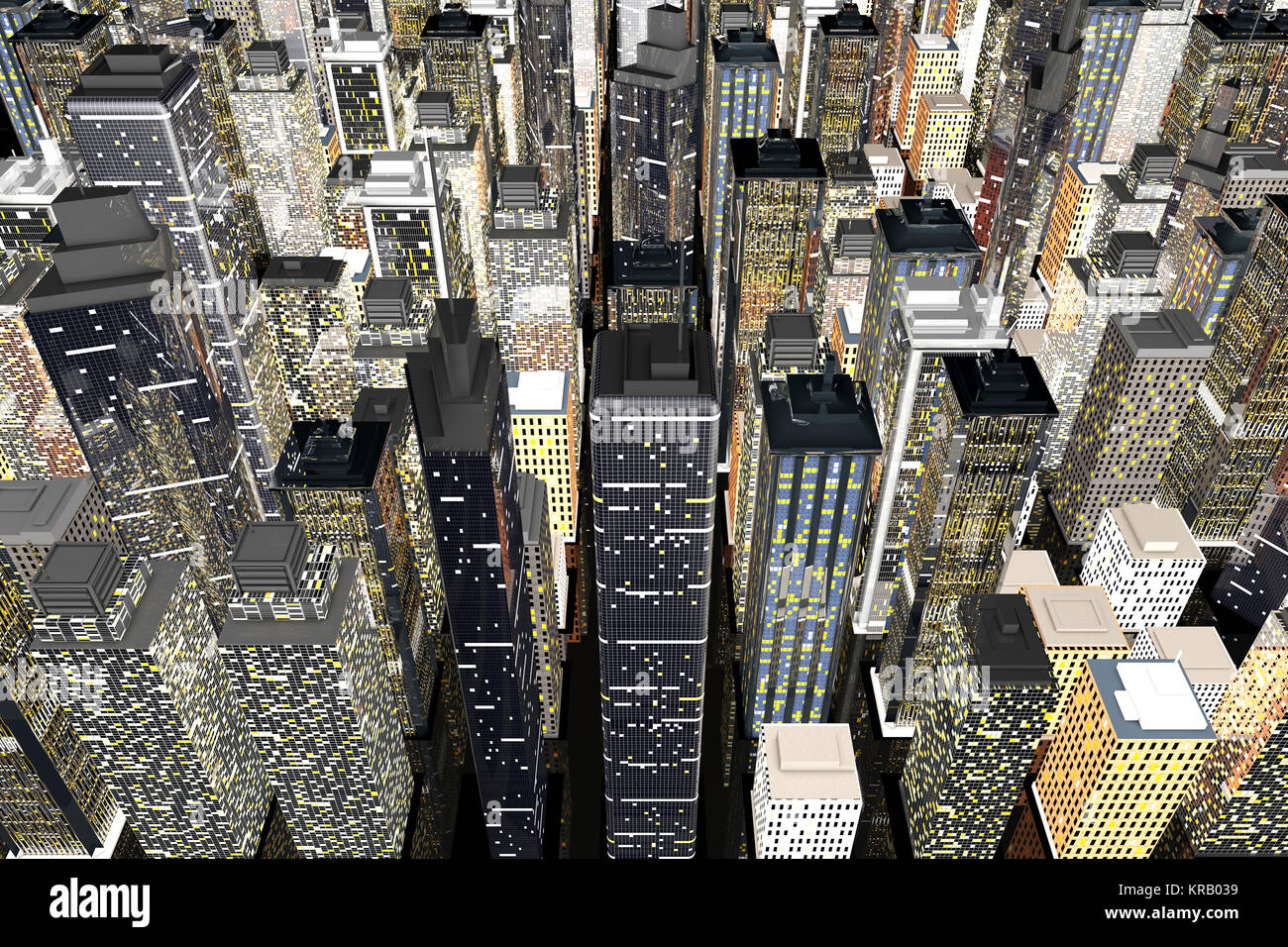 Generic urban architecture and skyscrapers forming a huge city. 3D ...