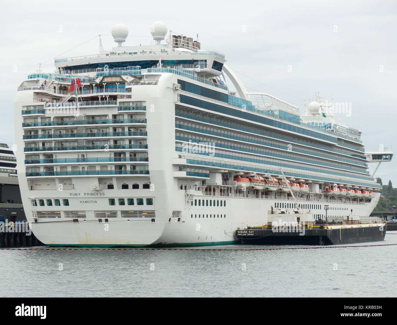 The cruise ship 'Ruby Princess' at her berth in Seattle Harbour Stock ...