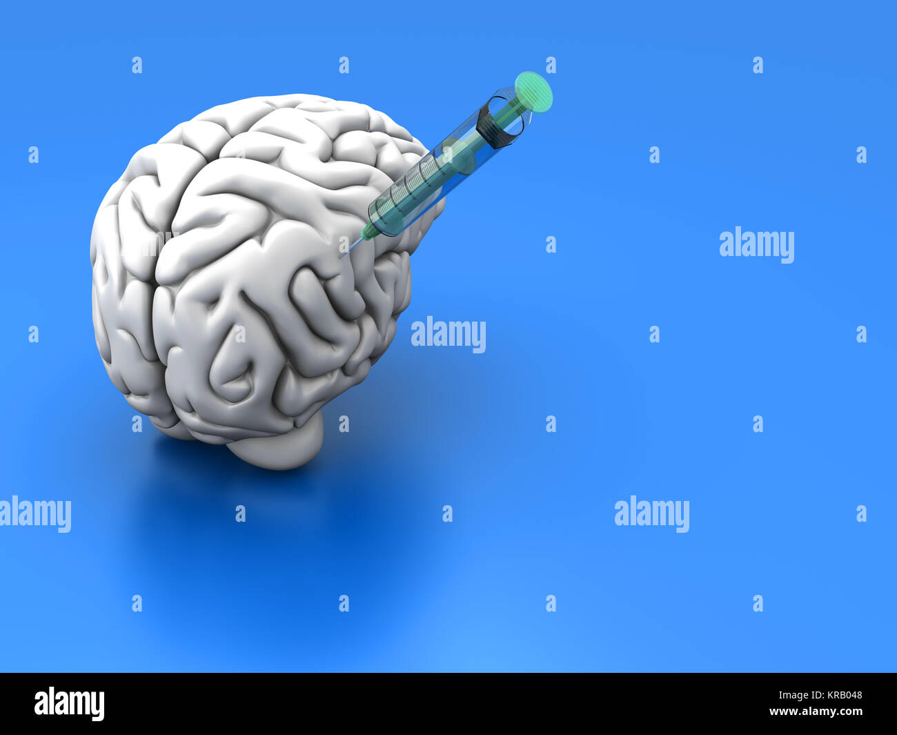 Syringes injecting substances into a human brain Stock Photo - Alamy