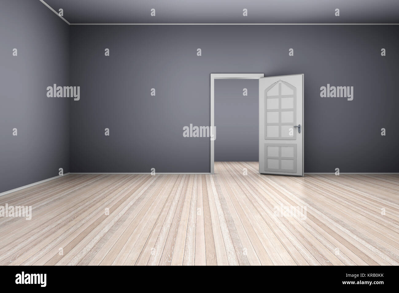 A empty apartment with a open door. 3D illustration Stock Photo - Alamy