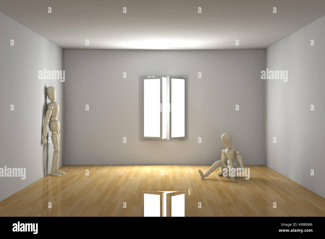 3D rendered Interior. Melancholic in a empty room Stock Photo - Alamy