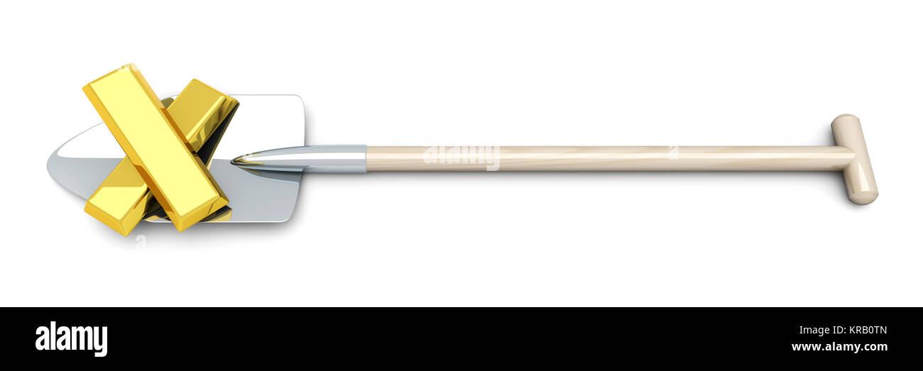 3D rendered Illustration. Isolated on white. Digging out the Gold Stock ...