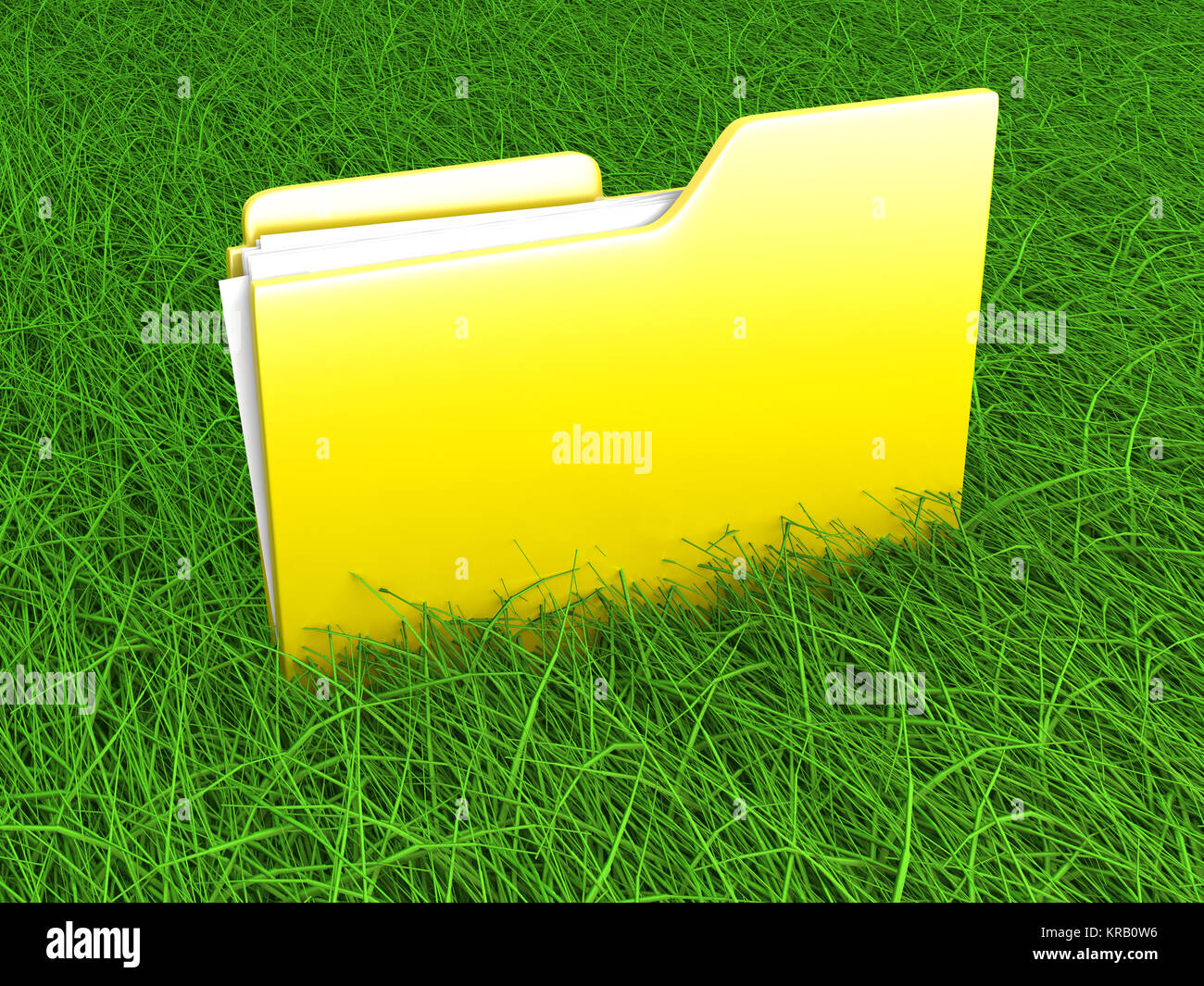 Green data. A folder in the grass. 3d illustration Stock Photo - Alamy