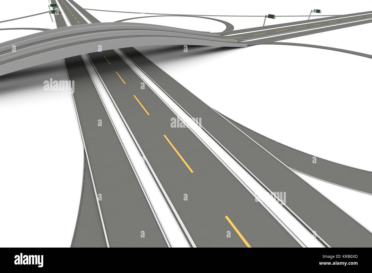 A Highway interchange. 3D rendered Illustration. Isolated on white ...