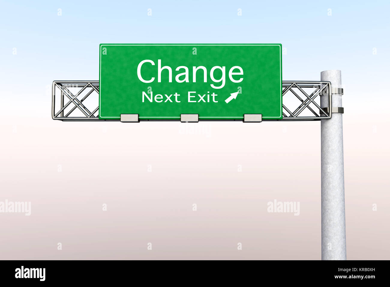 3D rendered Illustration. Highway Sign next exit to Change Stock Photo ...