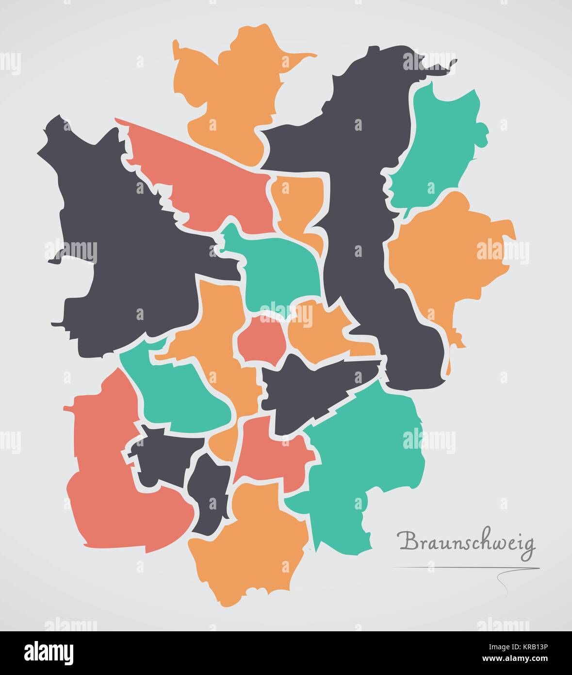 Braunschweig Map with boroughs and modern round shapes Stock Vector Image & Art - Alamy
