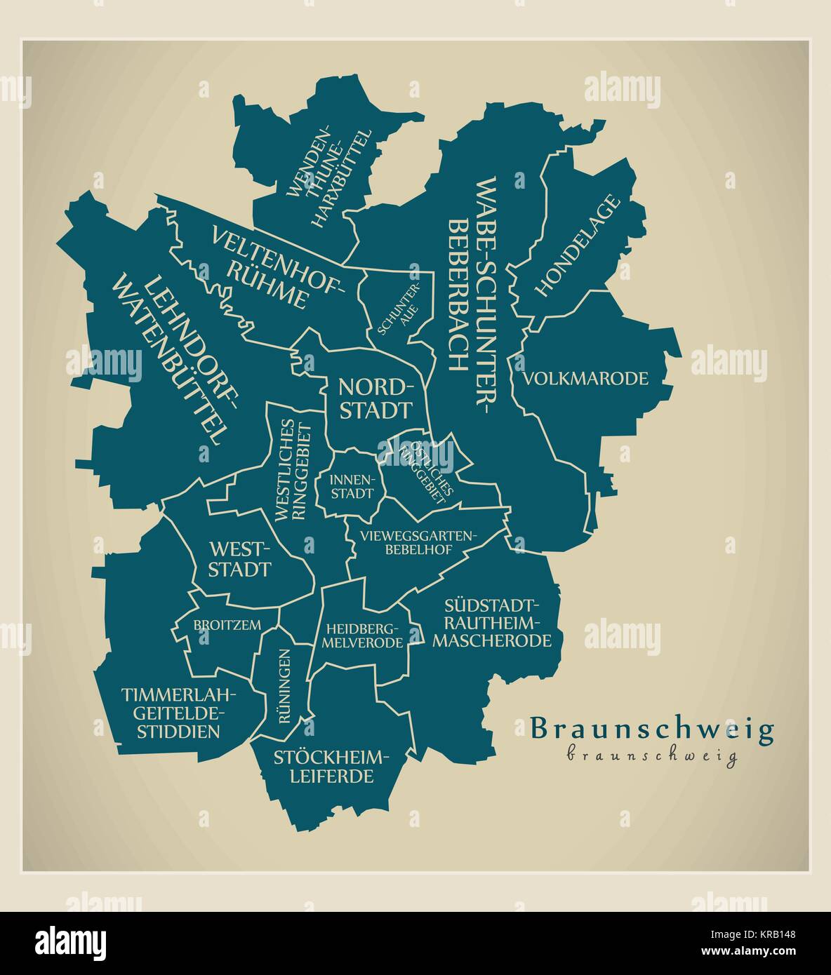 Modern City Map - Braunschweig city of Germany with boroughs and titles DE Stock Vector Image ...