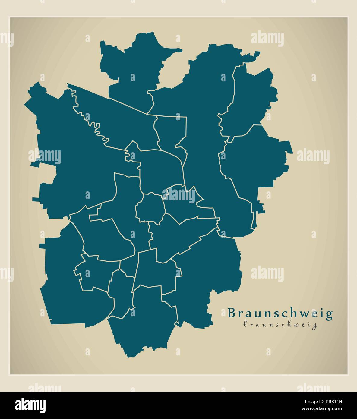 Modern City Map - Braunschweig city of Germany with boroughs DE Stock ...