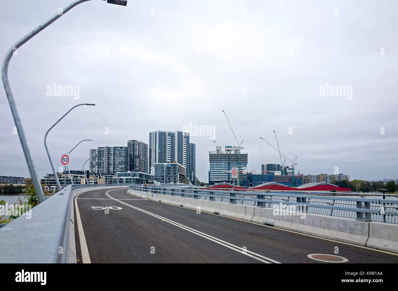 Bennelong Bridge over Parramatta River in the suburb of Rhodes. Modern ...