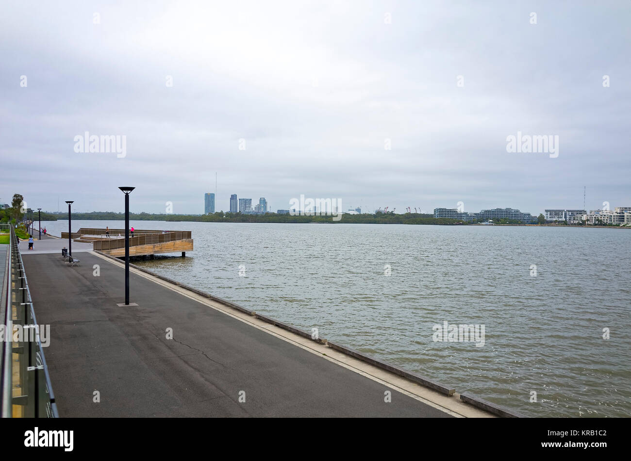 Parramatta River waterfront walkway at Rhodes, Sydney, Australia ...