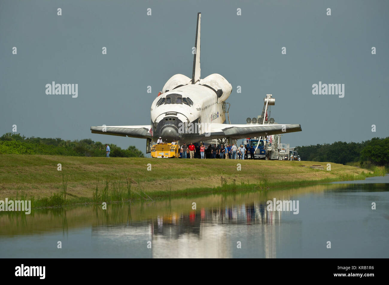 Space shuttle Atlantis (STS-135) is rolled over to the Orbiter ...
