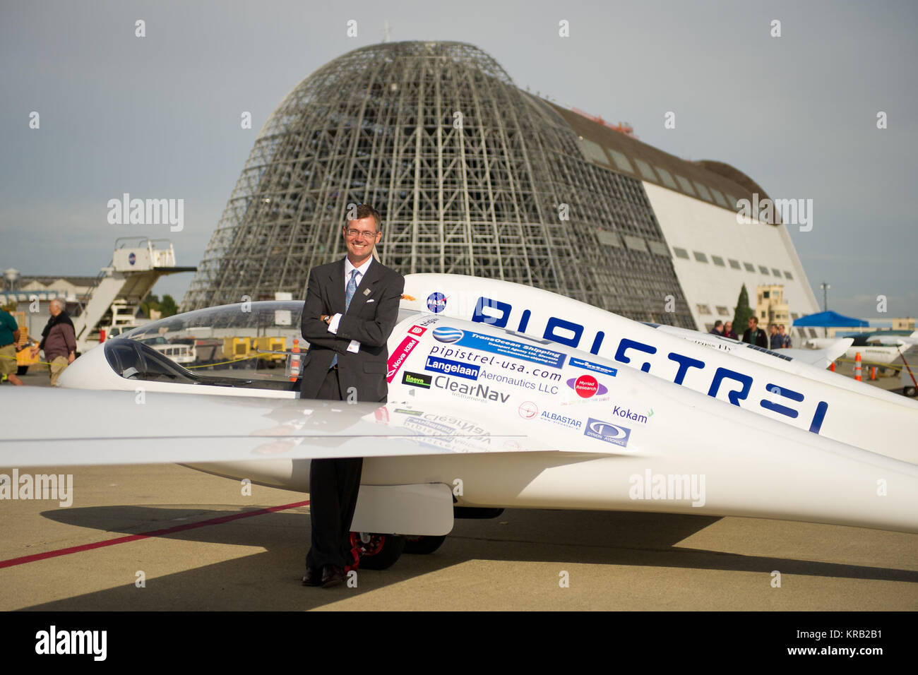 Team Lead Jack Langelaan poses for a photograph next to the Pipistrel ...