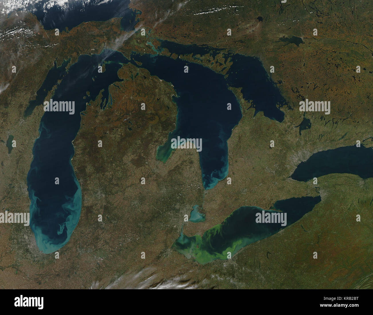 Sediment and Algae Color the Great Lakes Stock Photo - Alamy