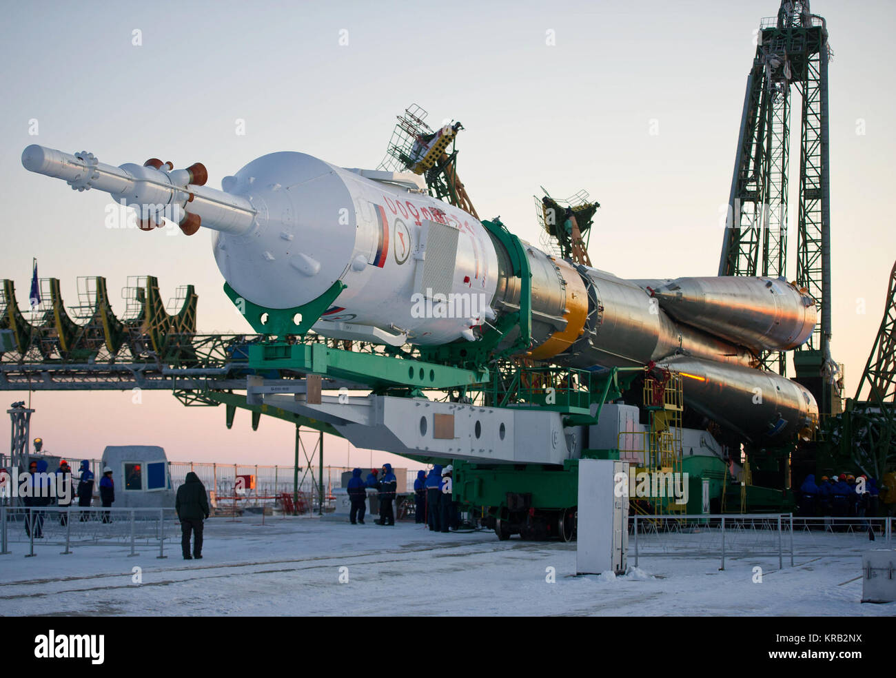 The Soyuz TMA-03M spacecraft is seen shortly after arriving at the ...