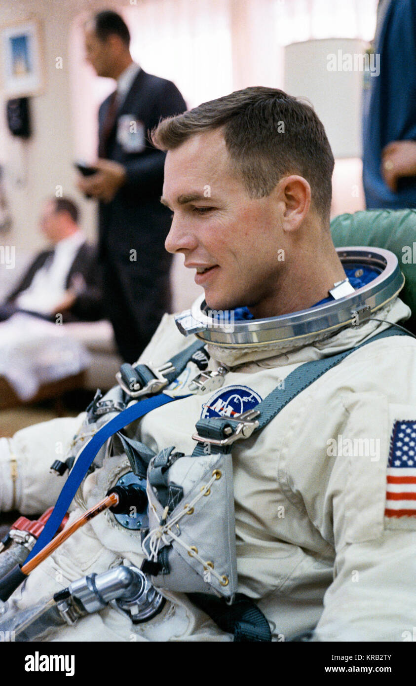 Astronaut David R. Scott, pilot of the Gemini-8 spaceflight, relaxes in ...