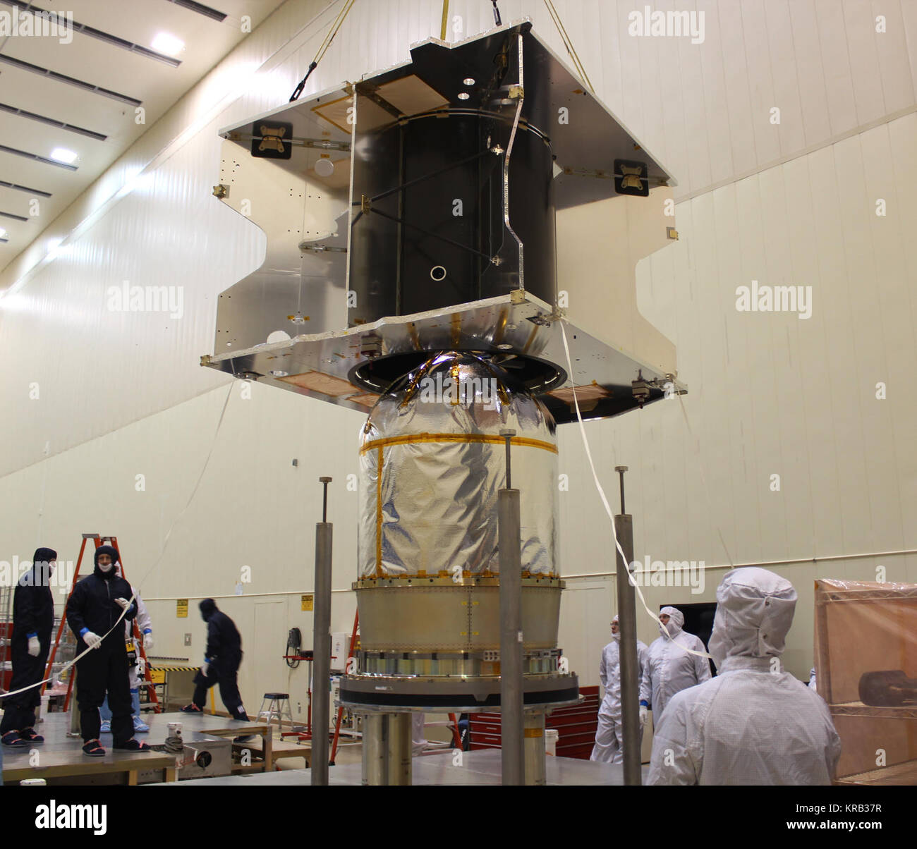 MAVEN core structure lowered onto the propulsion tank at Lockheed ...