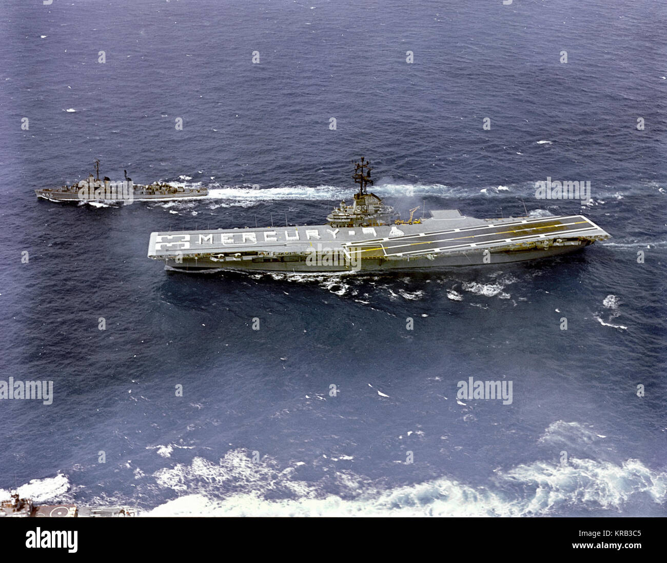 USS Kearsarge (CVS-33) crew spells out 'Mercury 9' on the flight deck ...