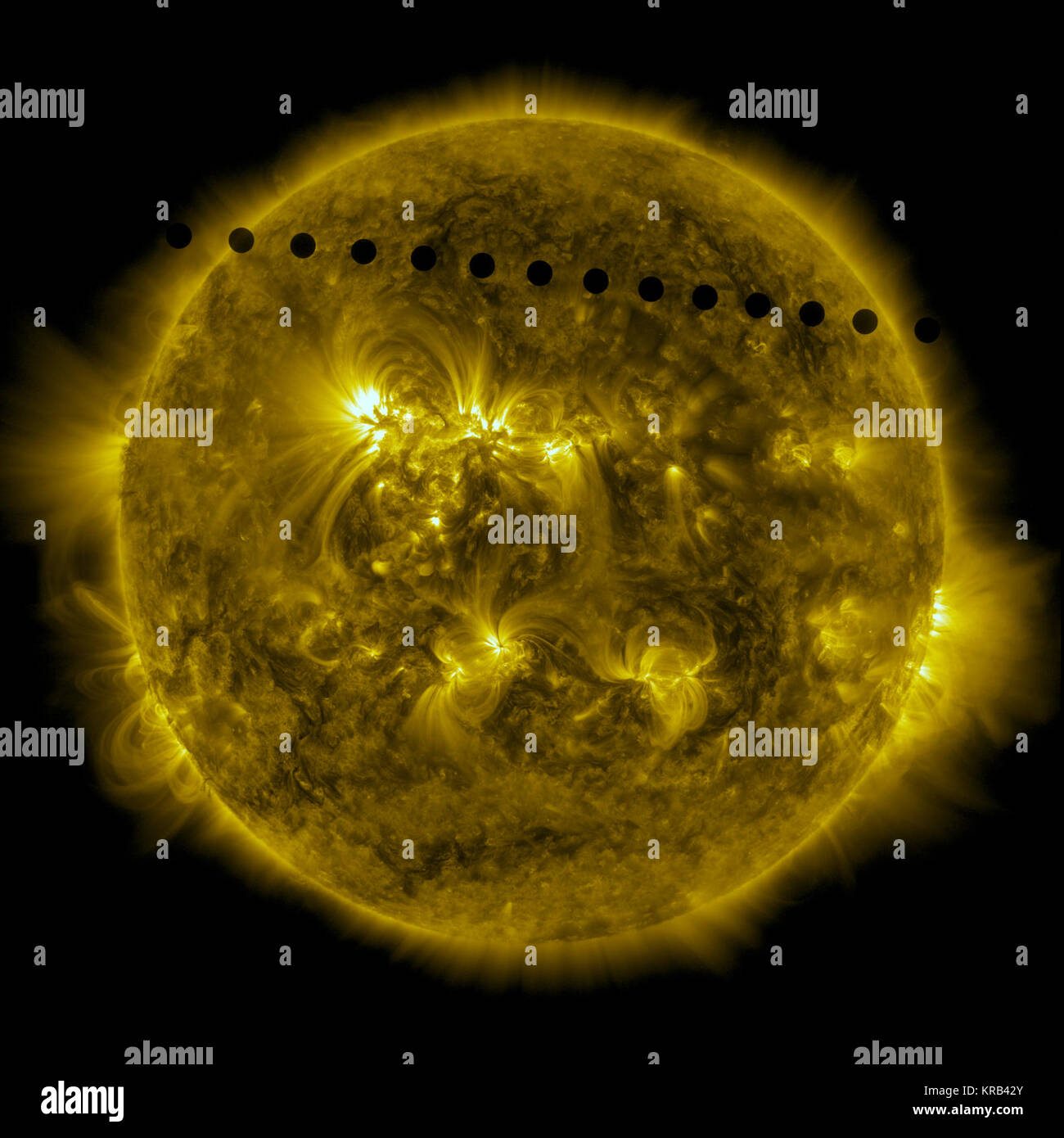 SDO 2012 Venus Transit - Path Sequence - Full Sun Stock Photo - Alamy