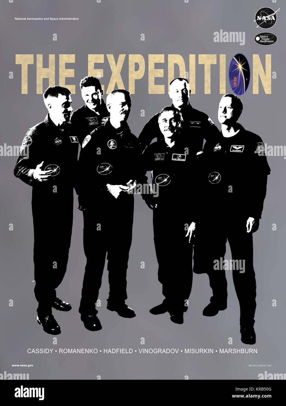 Expedition 35 crew poster Expedition 35 crew poster Stock Photo - Alamy