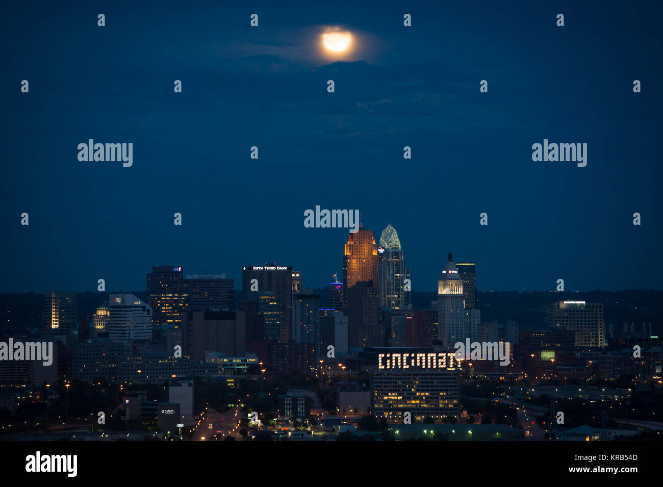 A rare second Full Moon of the month, known as a "Blue Moon", is seen ...