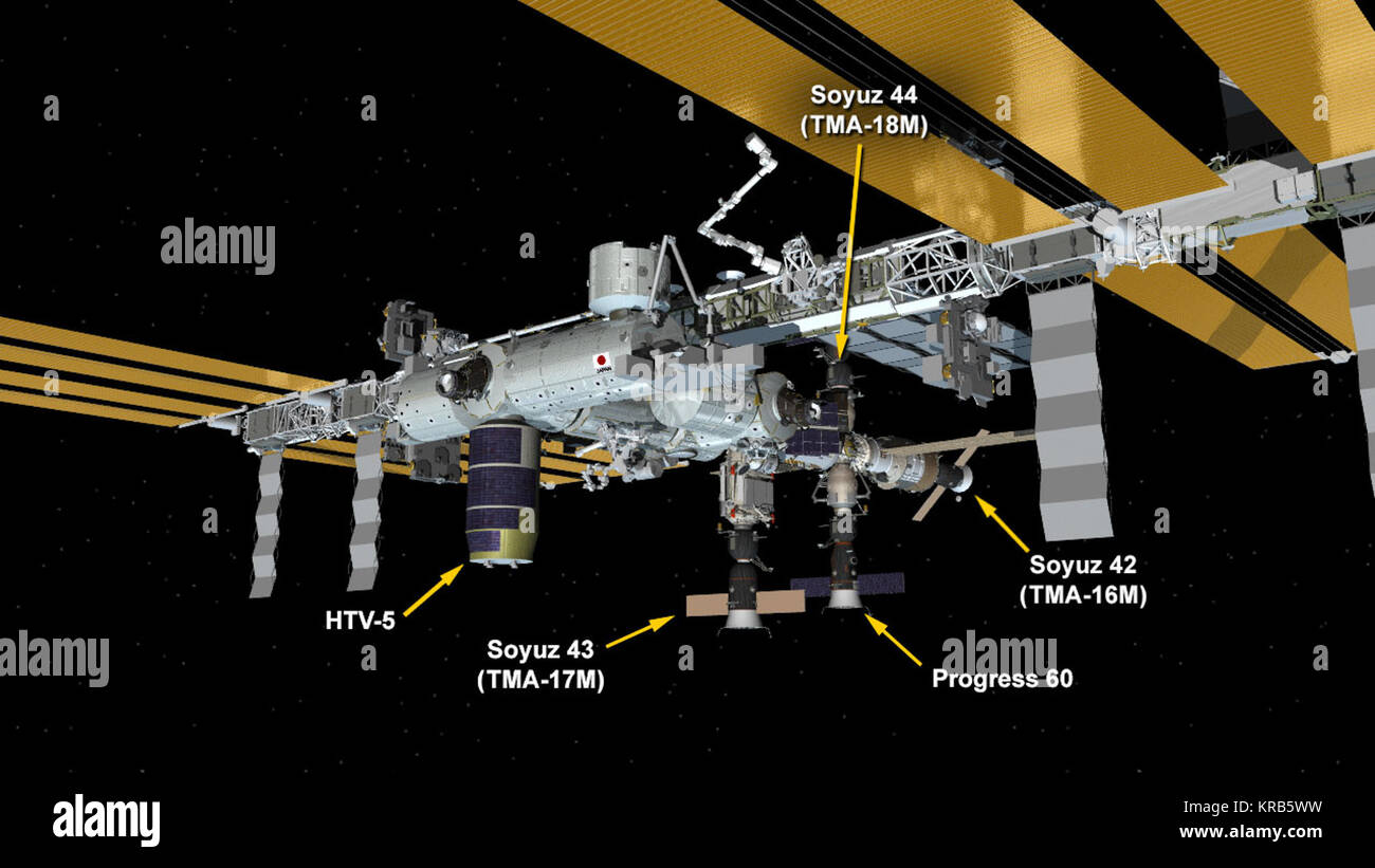 ISS after docking of Soyuz TMA-18M Stock Photo - Alamy
