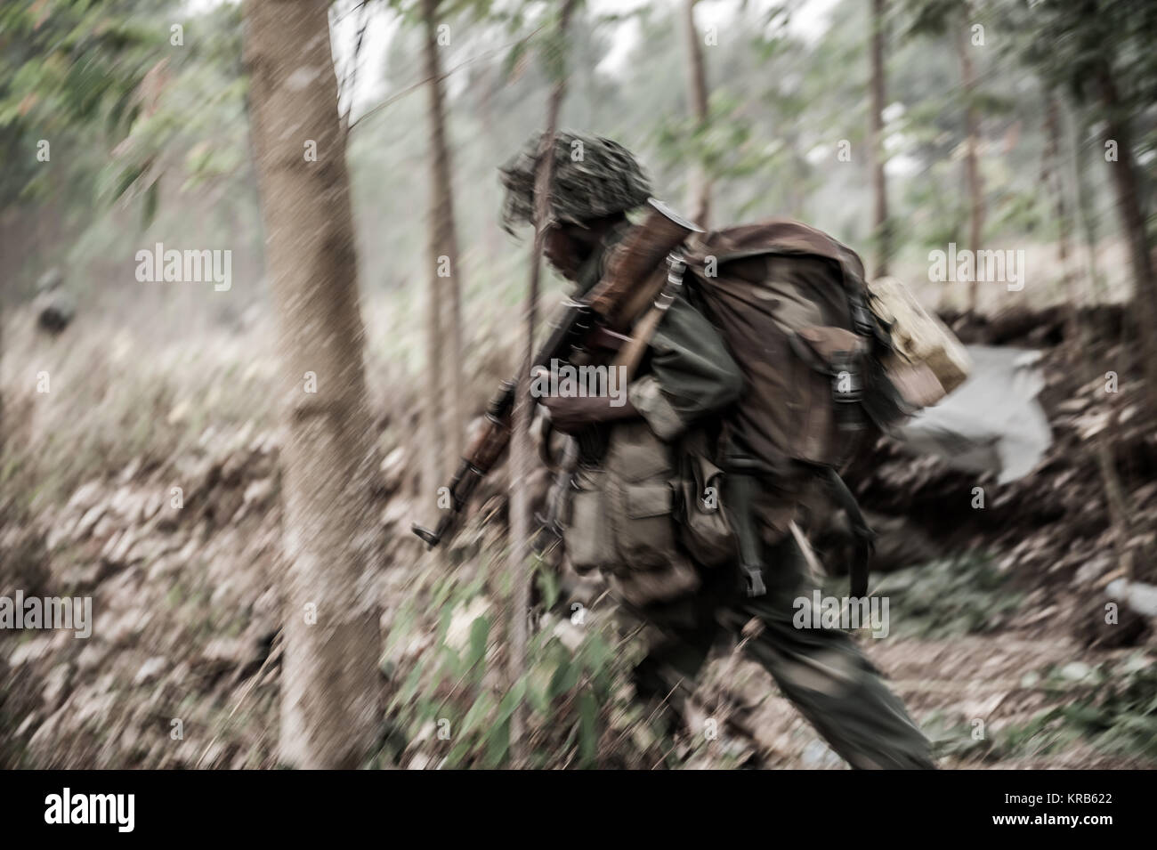 An FARDC soldier during the conflict with the Rwandan-backed M23 ...