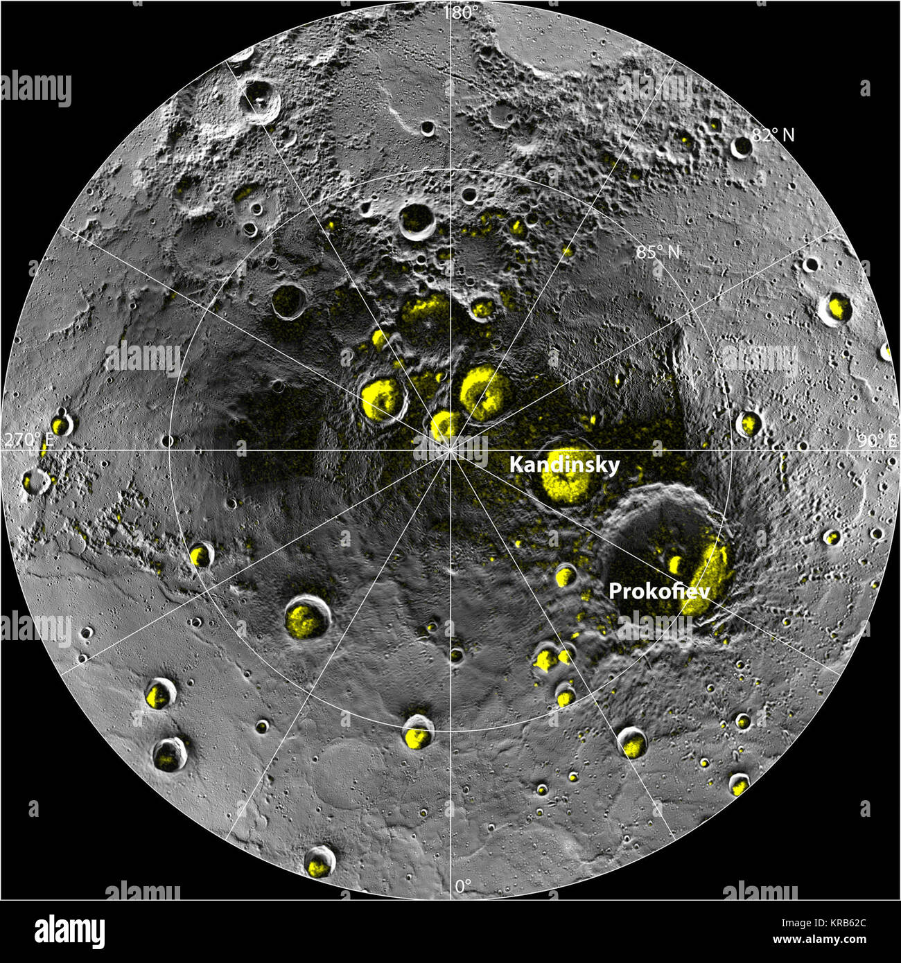 A Mosaic of MESSENGER Images of Mercury's North Polar Region Stock ...