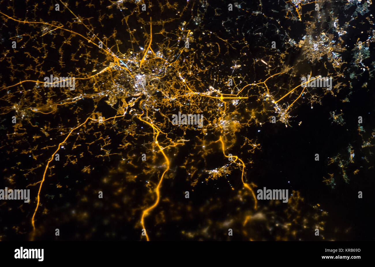 ISS034-E-005935 Liège Aachen Verniers area at night Stock Photo - Alamy