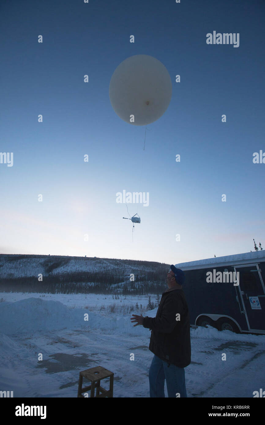 A wind weighting balloon is launched to measure the winds on Feb. 4 ...