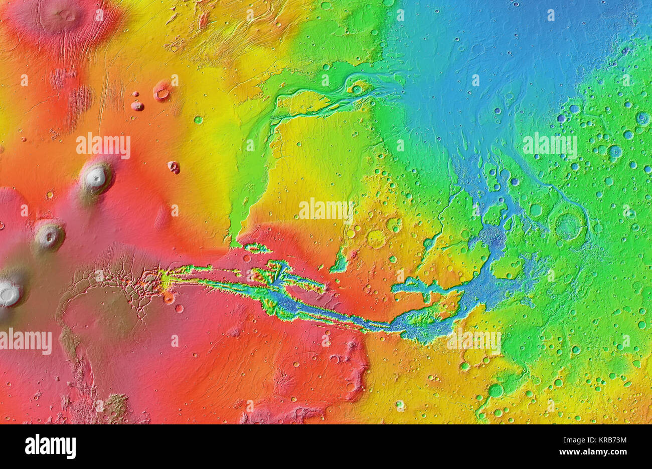 Valles Marineris & outflow channels MOLA zoom 64 Stock Photo - Alamy