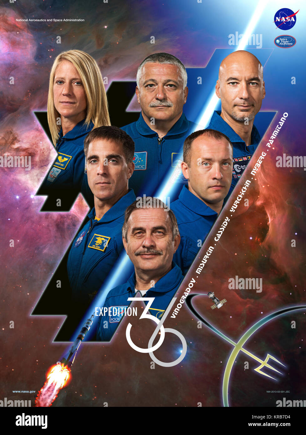 Expedition 36 crew poster Expedition 36 crew poster Stock Photo - Alamy
