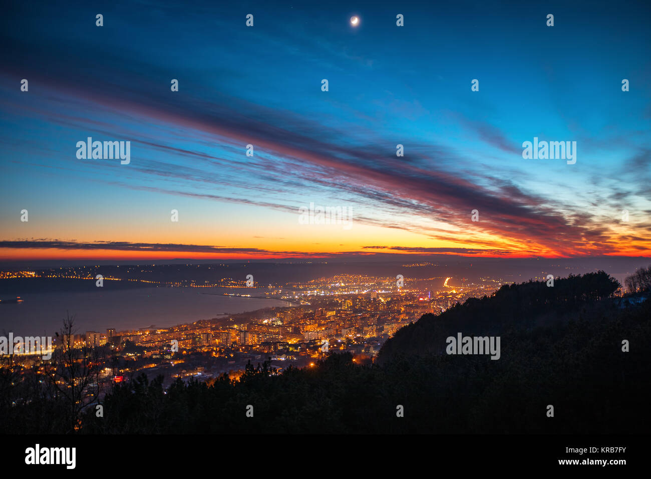 Aerial view night metropolis tilt hi-res stock photography and images ...