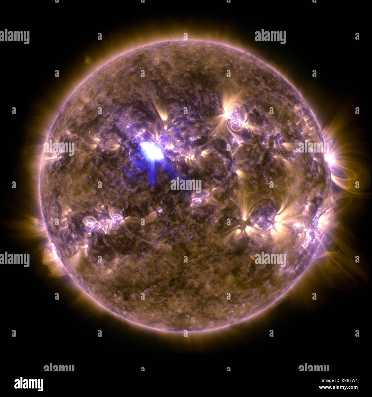 This image shows a combination of light in wavelengths of 131 and 171 ...