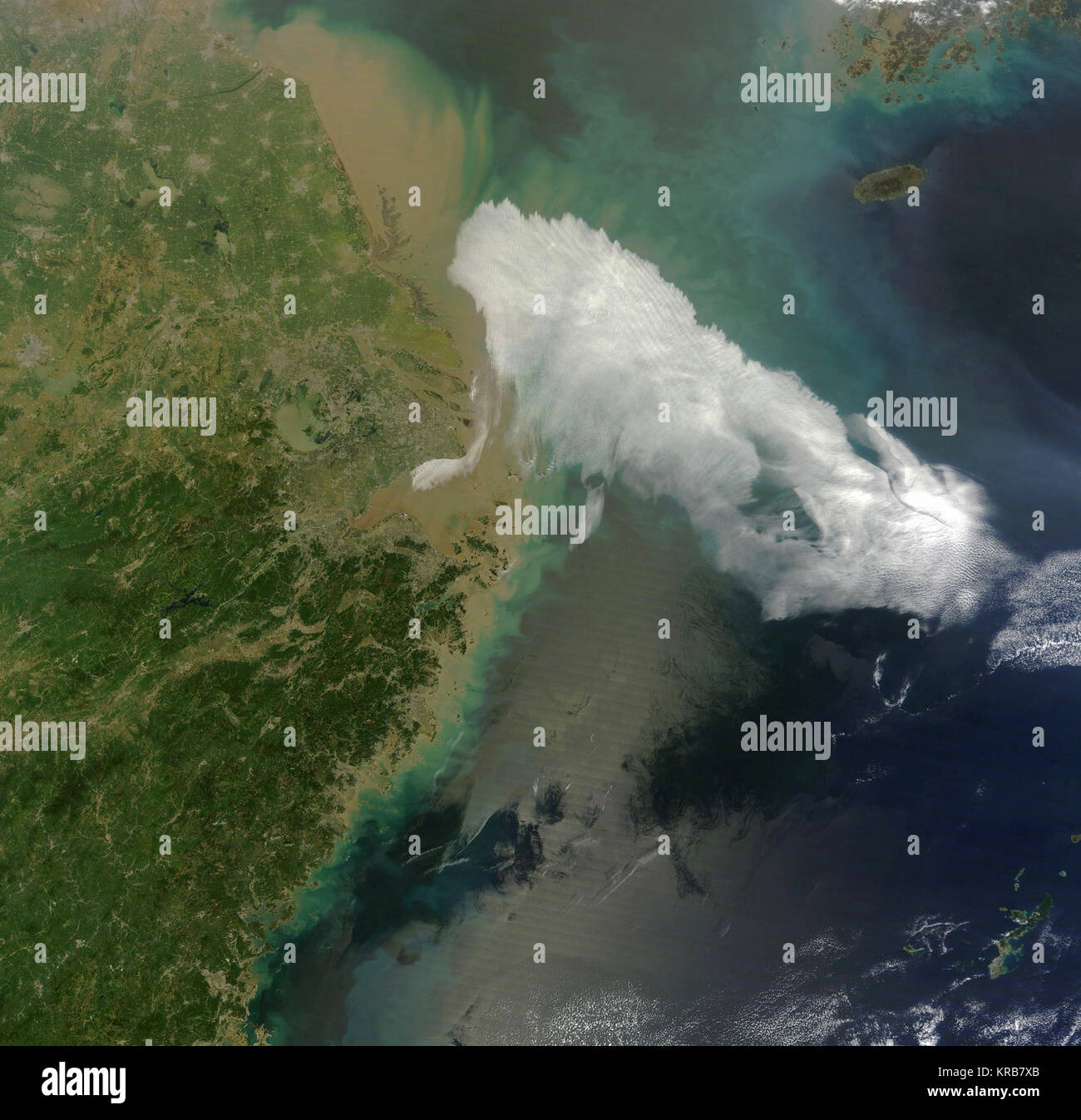 Fog patch over the East China Sea April 15 2013 0240Z Stock Photo - Alamy