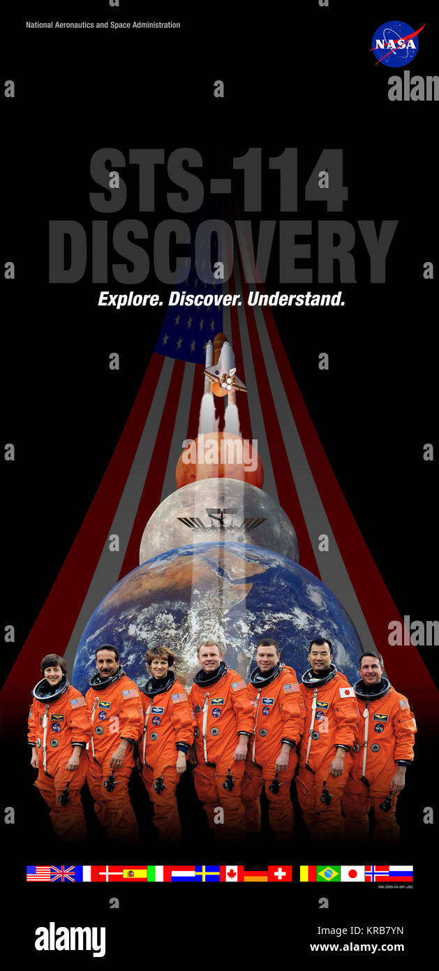 STS-114 ''Explore. Discover. Understand.'' NASA Space Flight Awareness crew poster STS-114 ...