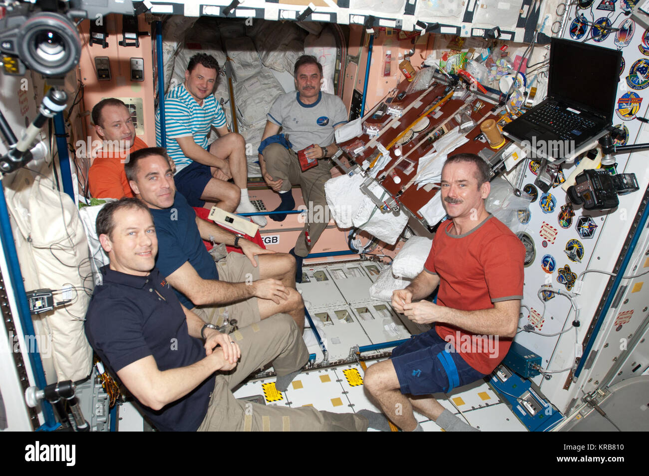 ISS-35 crew in the Unity module Stock Photo - Alamy