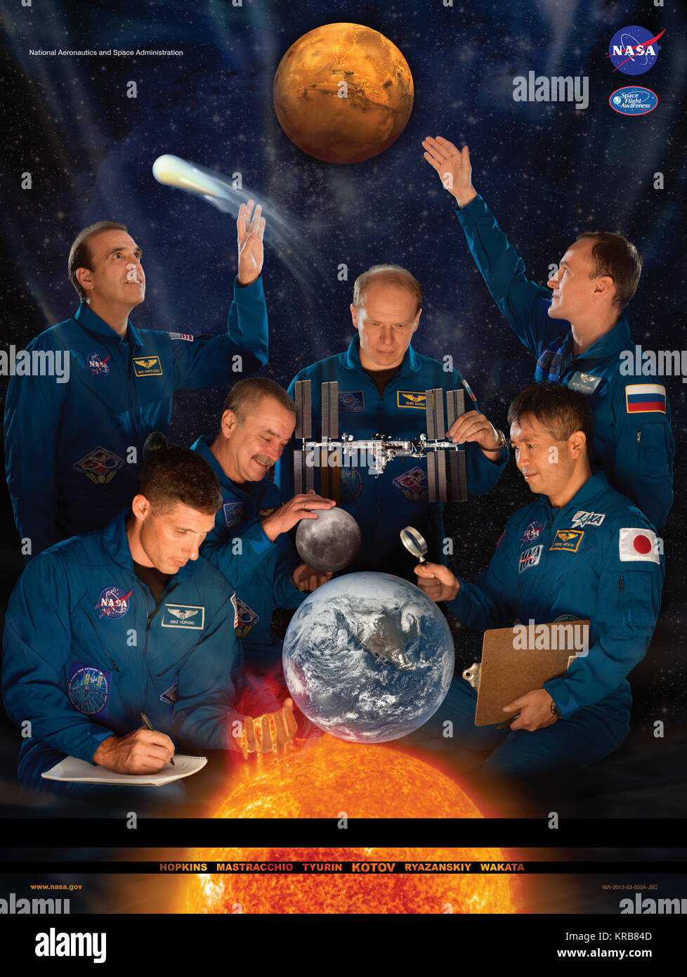 Expedition 38 crew poster Expedition 38 crew poster Stock Photo - Alamy