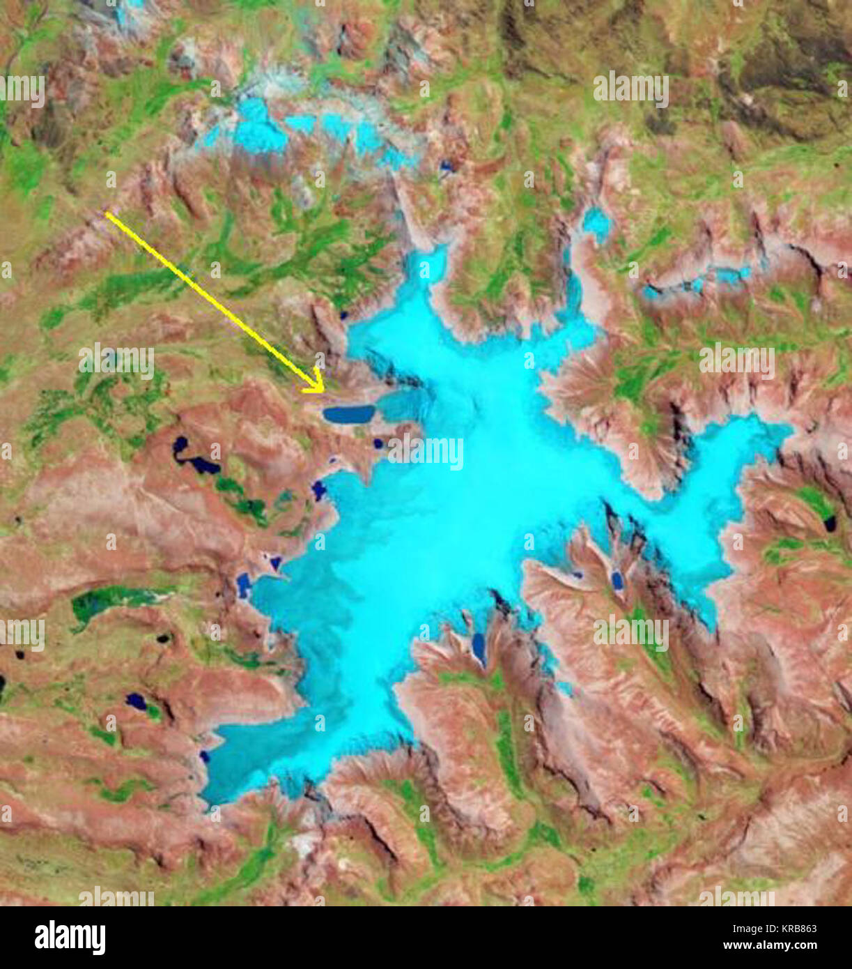 Quelccaya Ice Cap indicating Qori Kalis Glacier Stock Photo - Alamy