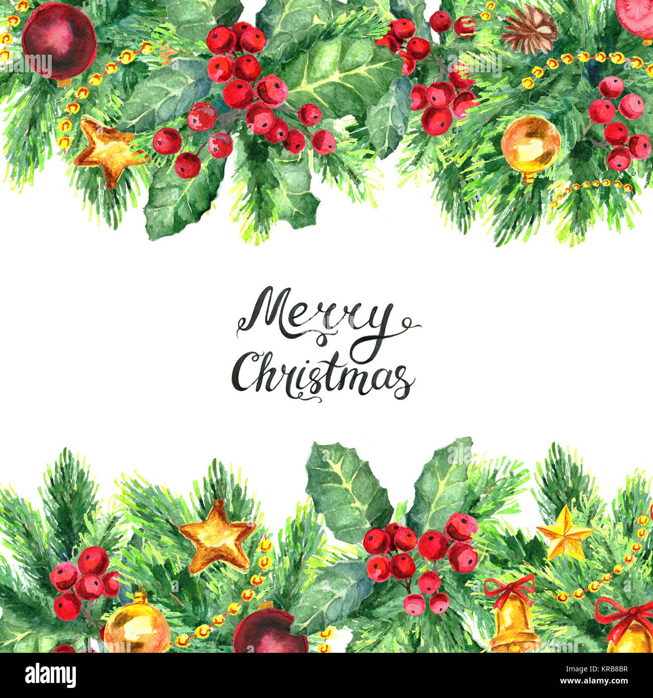 Christmas border isolated on white background Stock Photo - Alamy