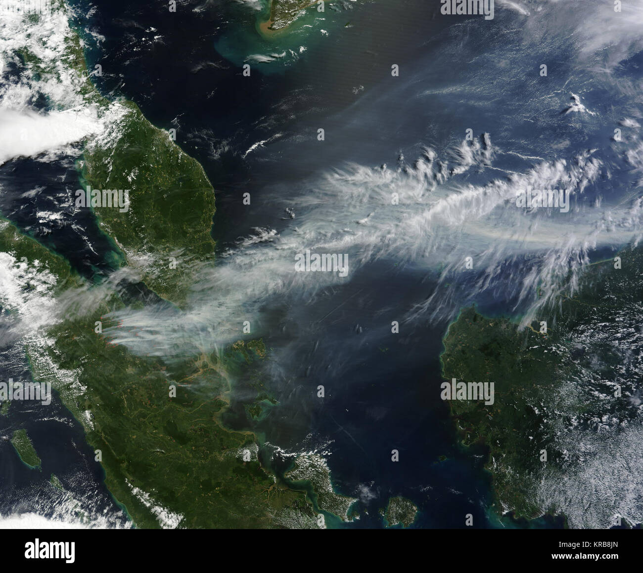 Satellite image of 2013 Southeast Asian haze - 20130619 Stock Photo - Alamy