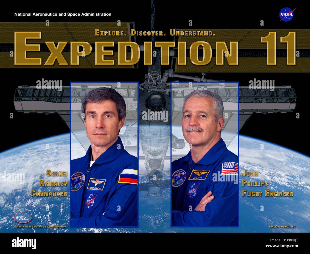 Expedition 11 ''Explore. Discover. Understand.'' NASA Space Flight Awareness mission poster ...