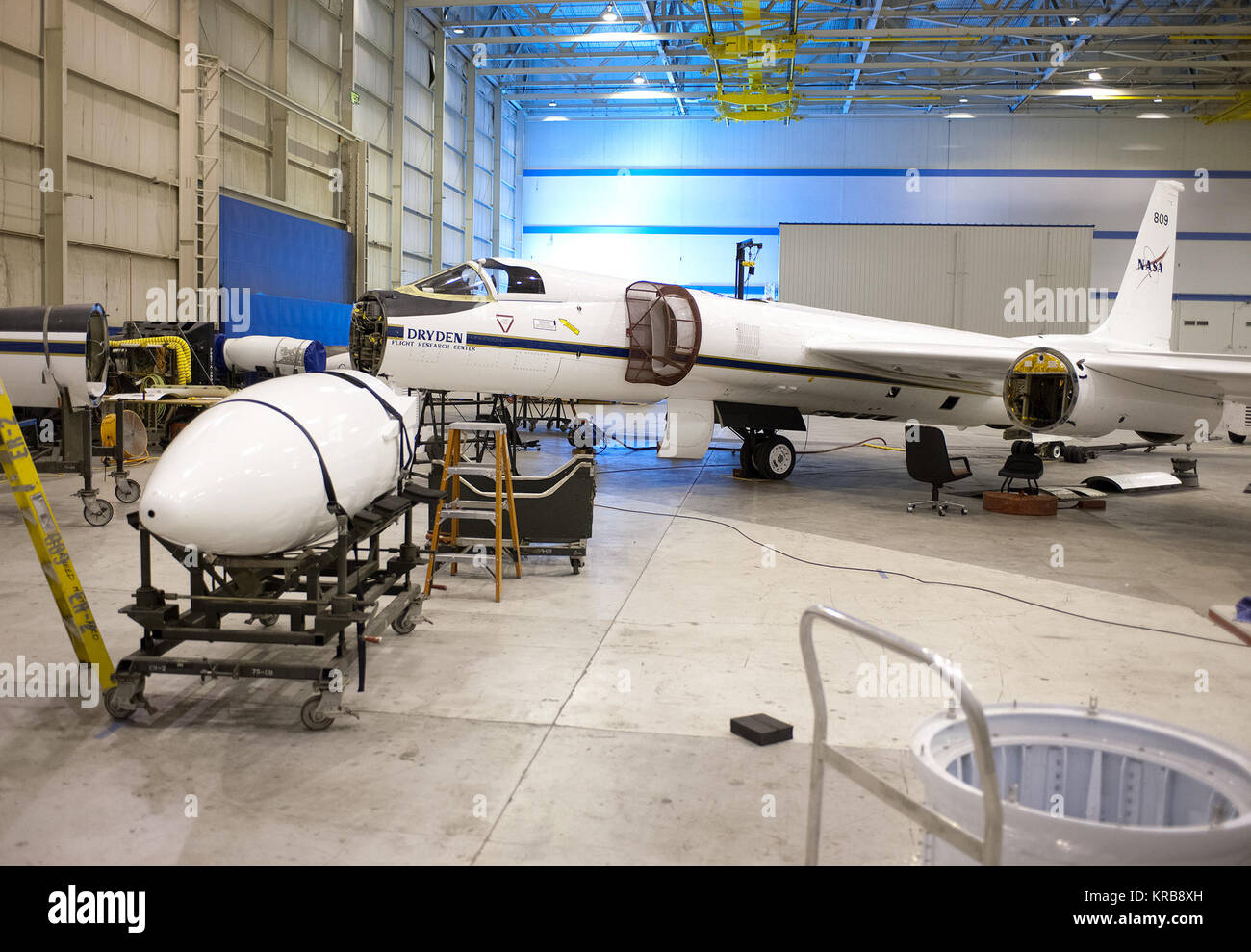 The equipment bays and wing pods of NASA's high-altitude ER-2 Stock ...