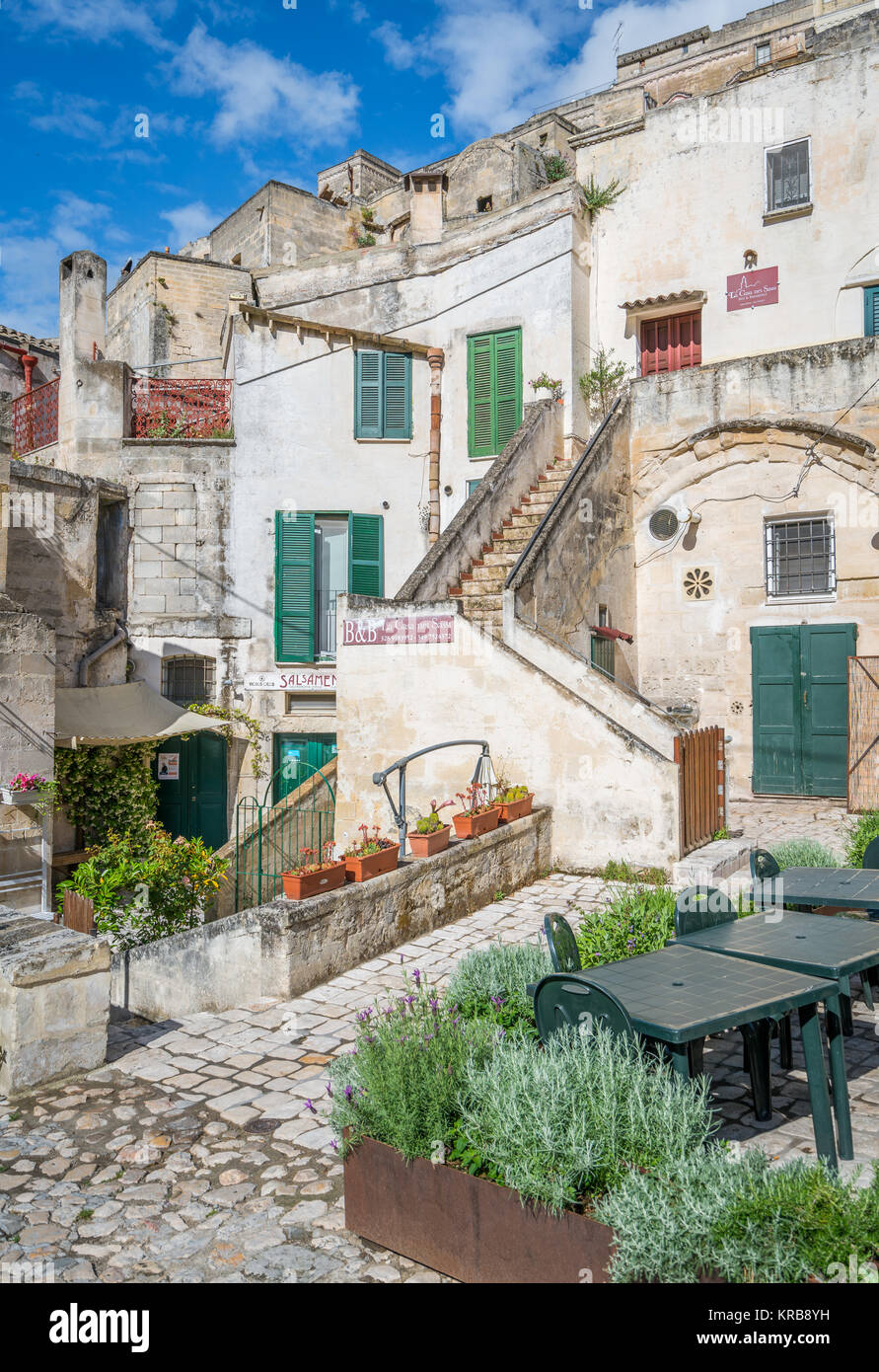 Scenic view of the "Sassi" district in Matera, in the region of ...