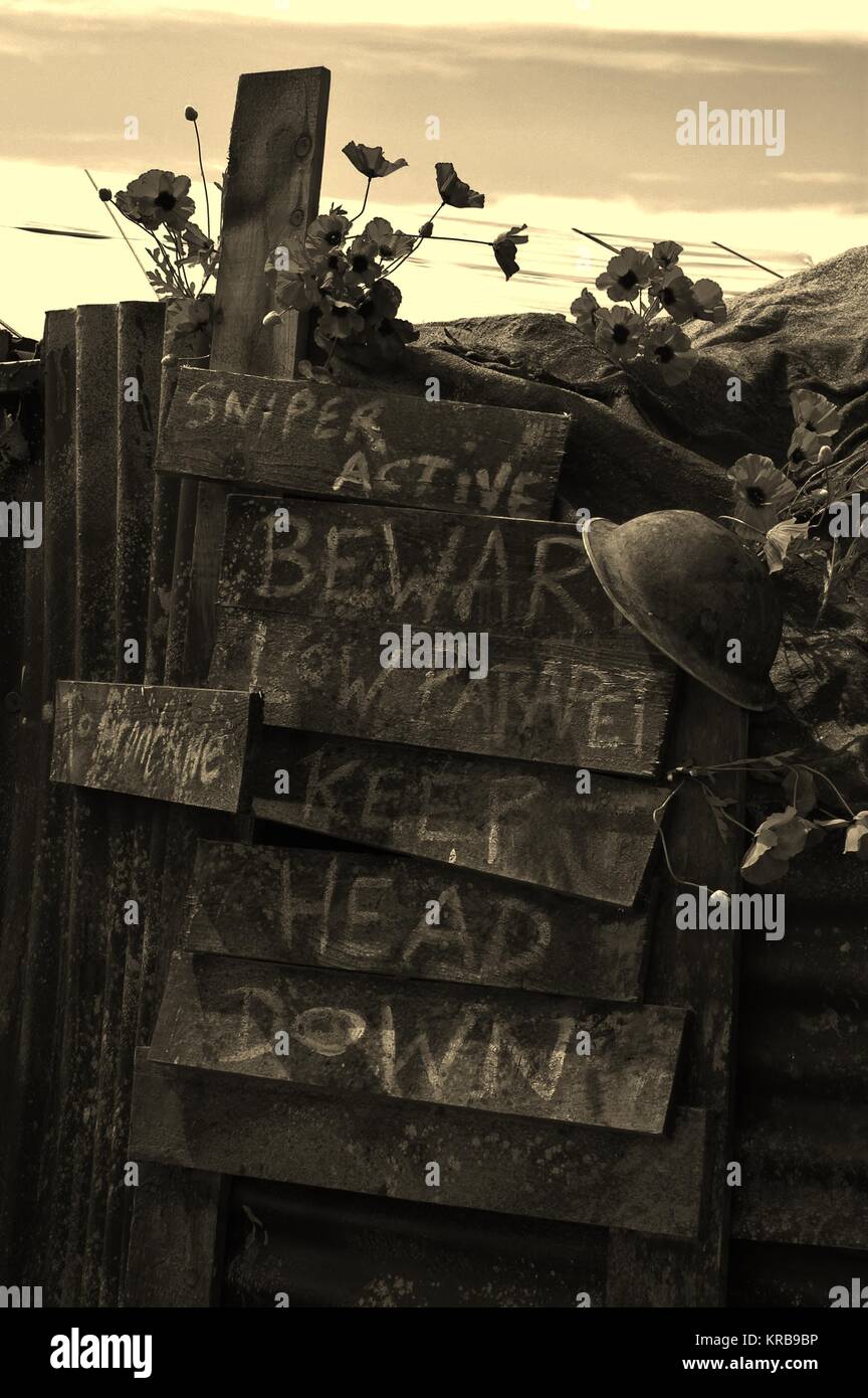 Simulation of a World War One trench in sepia Stock Photo - Alamy