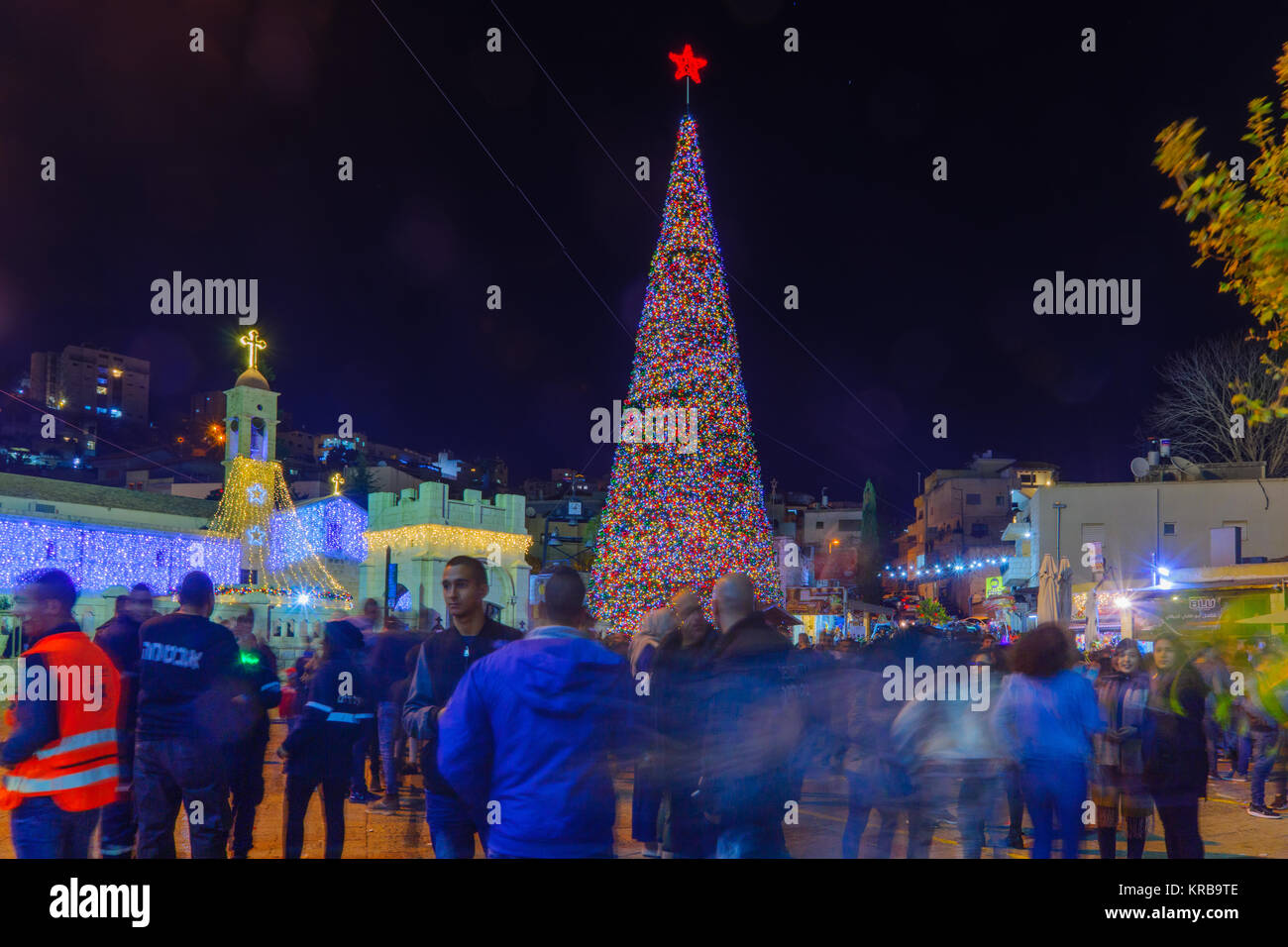NAZARETH, ISRAEL - DECEMBER 16, 2017: Christmas scene of Mary Well ...