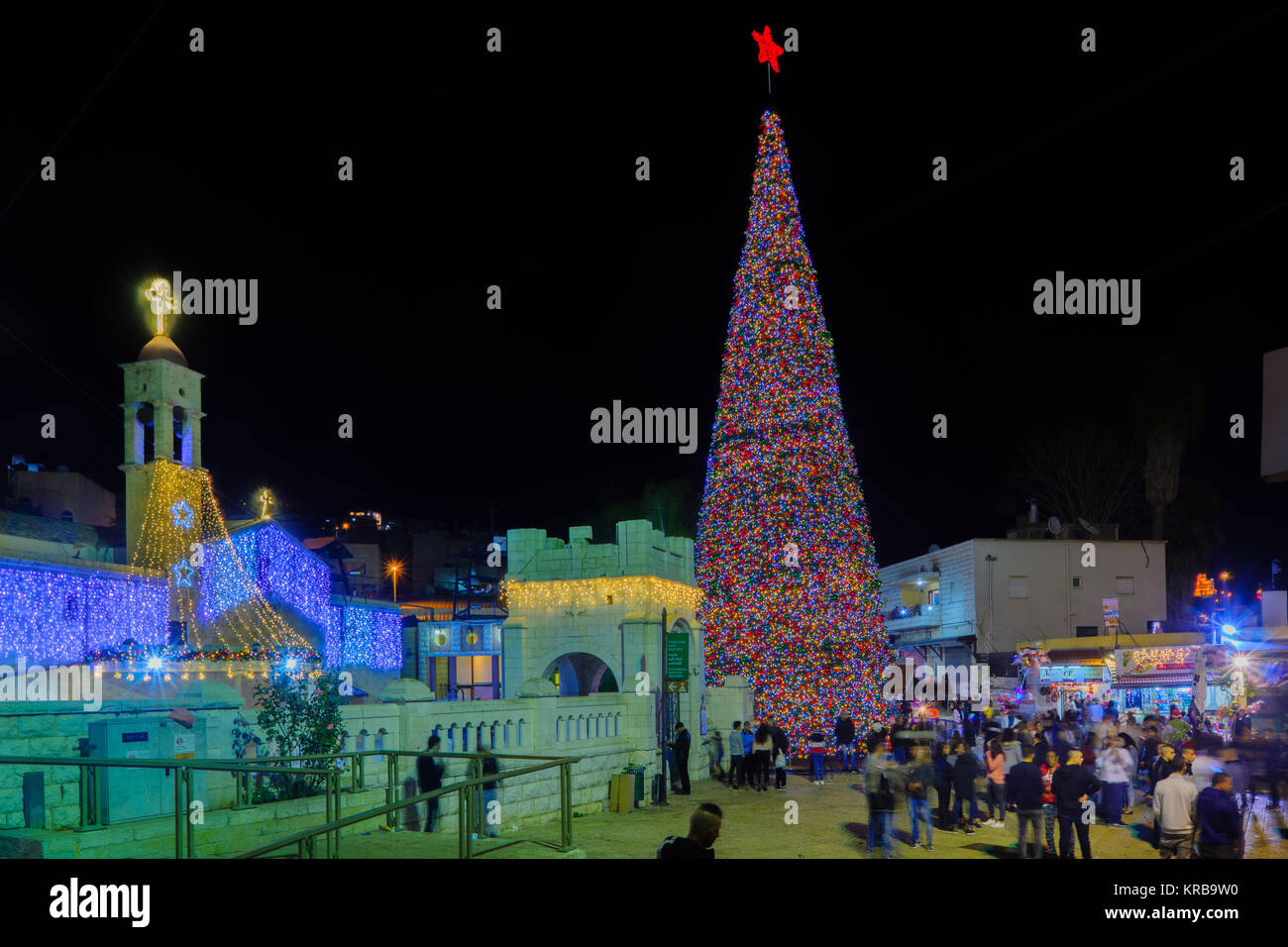 NAZARETH, ISRAEL - DECEMBER 16, 2017: Christmas scene of Mary Well ...