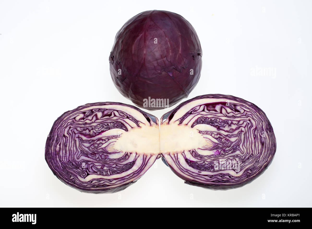 Red Cabbage cross section on White Background Stock Photo - Alamy
