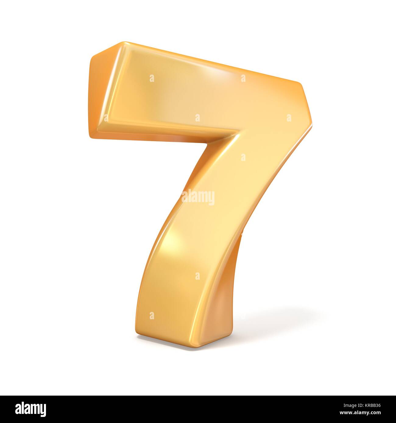 Orange twisted font number SEVEN 7 3D render illustration isolated on ...