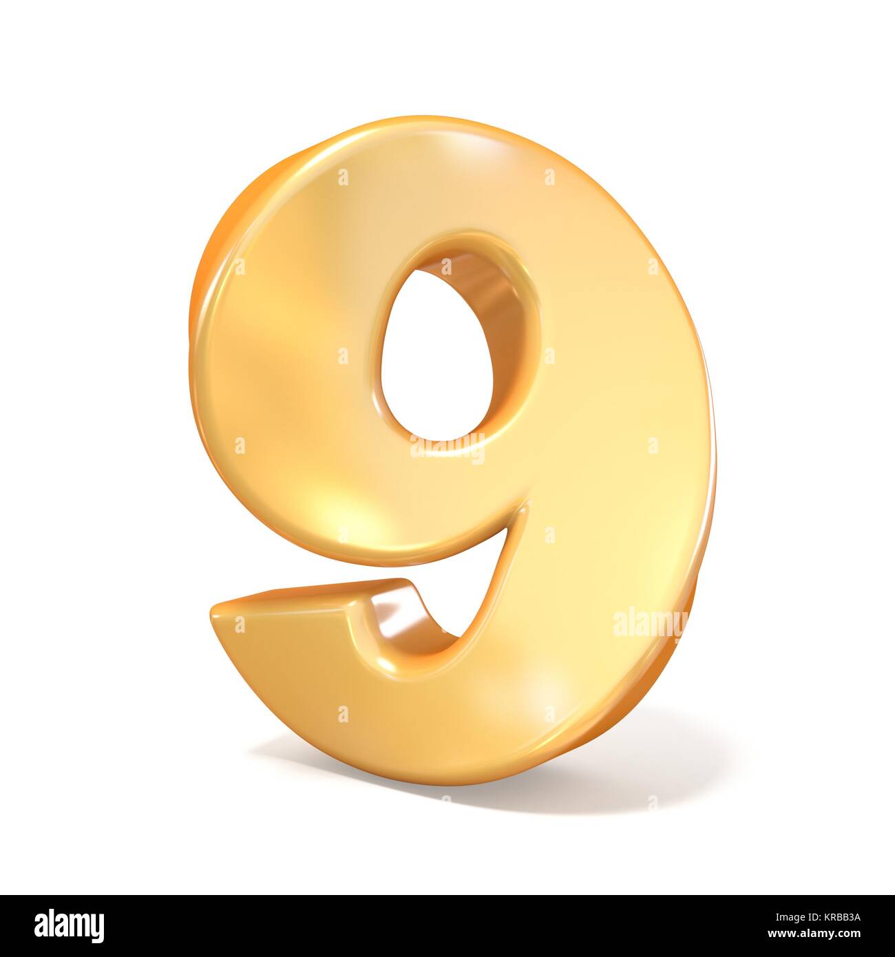 Orange twisted font number NINE 9 3D render illustration isolated on ...