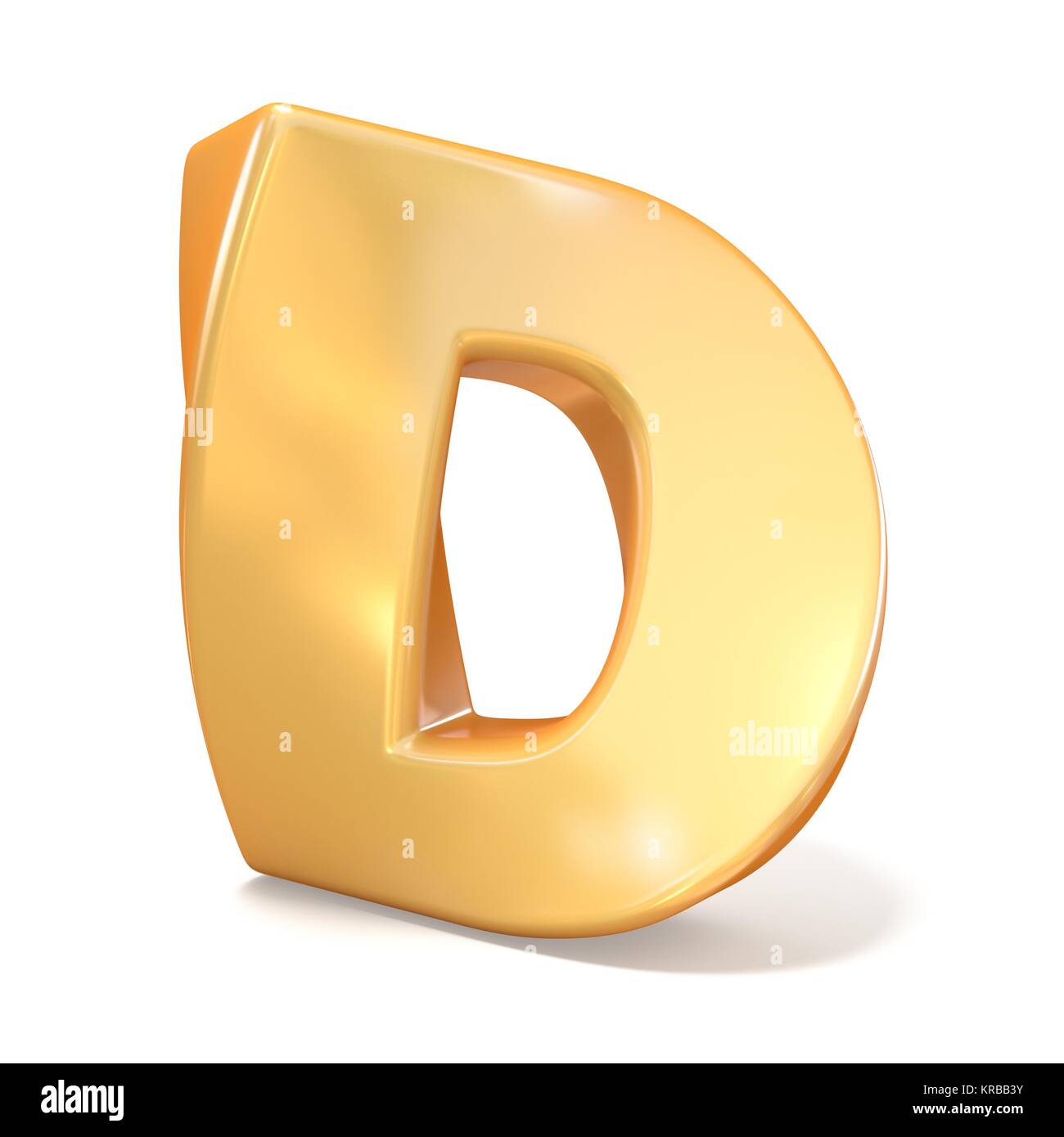 Orange twisted font uppercase letter D 3D render illustration isolated ...